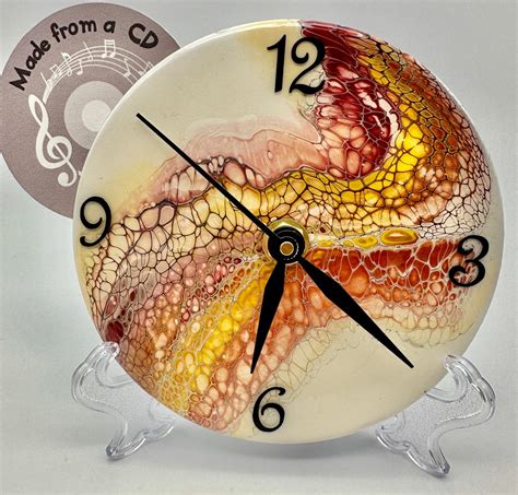 5 Desk Or Table Clock Upcycled Cd Clock Repurposed Cd Clock Hand