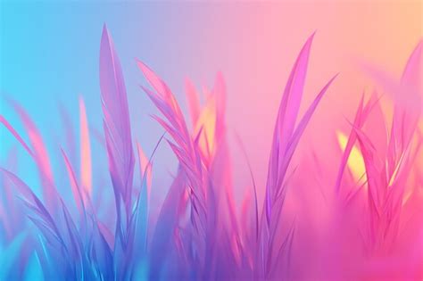 3d Grass With Abstract Geometric Shapes Premium Ai Generated Image