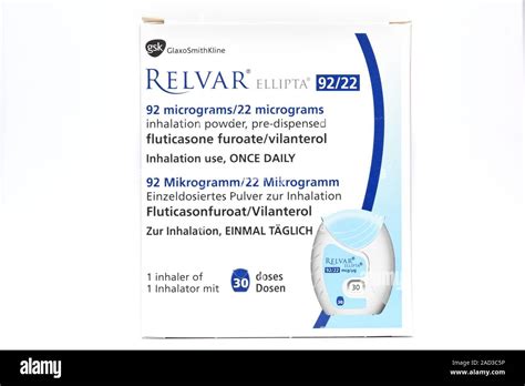 Asthma Inhaler Box Containing An Inhaler Used To Deliver The Combination Drug Fluticasone