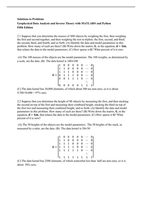 Solution Manual For Geophysical Data Analysis And Inverse Theory With