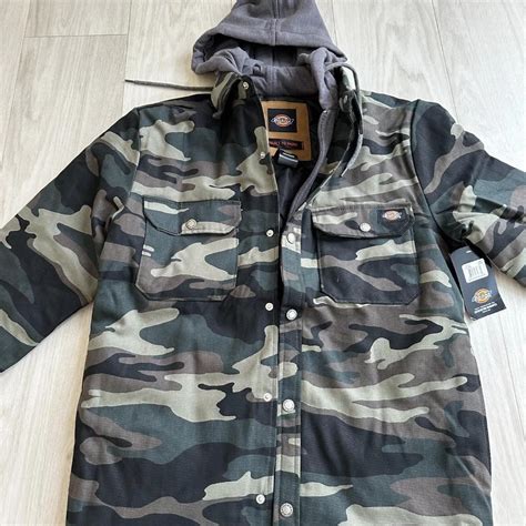 Dickies Jacket Hood Camouflage Men Xs Measurements Depop