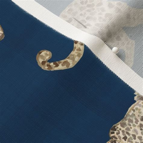 Leopard Parade Blue Fabric Spoonflower