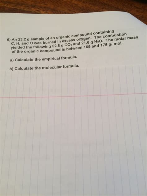 Solved An 23 2 G Sample Of An Organic Compound Containing C Chegg