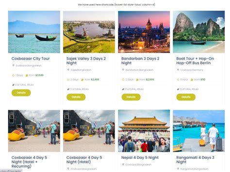 Travel List Style Lotus Shortcode Documentation Tour Travel