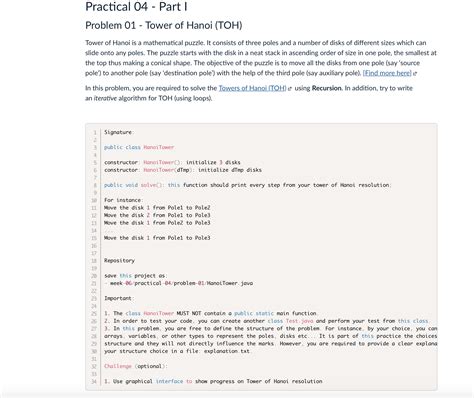 Solved Practical Part Problem Tower Of Hanoi Chegg