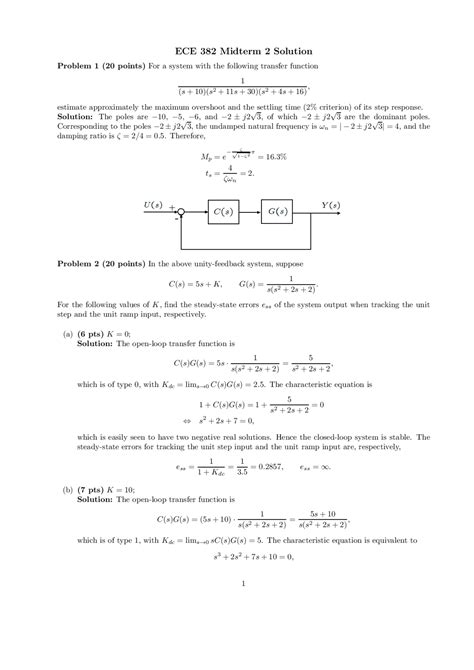 Midterm Exam Solution Feedback System Analysis And Design Ece 38200 Docsity