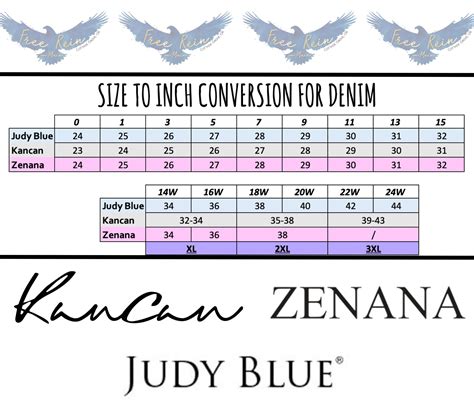 Denim Sizing Chart Free Rein On Main