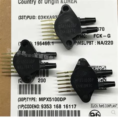 10 개 몫 MPX5100DP MPX5100D 압력 센서 14 5 PSI 100 kPa 6 SIP 100 교체부품 액세사리