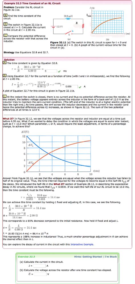 Solved Example 32 3 Time Constant Of An Rl Circuit Proble