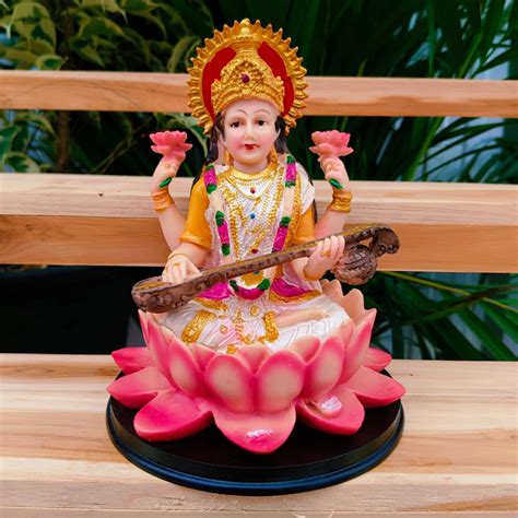 พระแม่สุรัสวดี งานนำเข้าจากประเทศอินเดีย สูง 16 ซม เทวีแห่งสติปัญญาความ