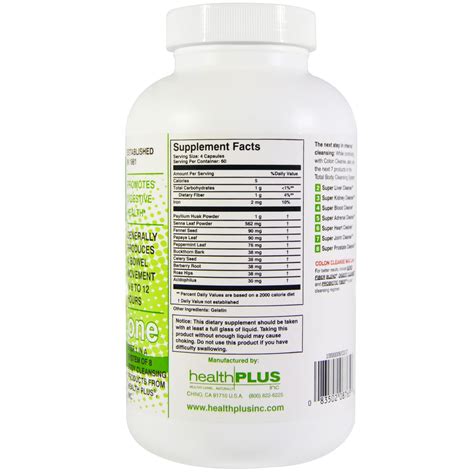 Health Plus Inc Super Colon Cleanse 500 Mg 240 Capsules