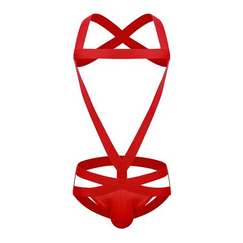 Mens Elastic Jockstrap Leotard Underwear Thongs Mankini Swimsuit