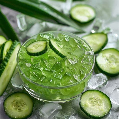 A Cucumber Drink With Ice Cubes And Cucumber Slices For A Refreshing And Cooling Beverage