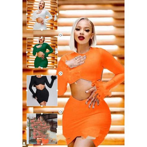 Long Sleeve Fur Sleeve Sexy Set Yellow Sub Trading