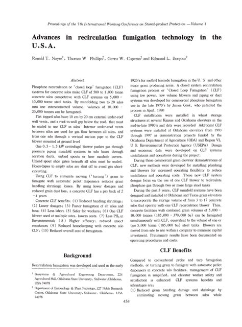 Pdf Advances In Recirculation Fumigation Technology In The Usa
