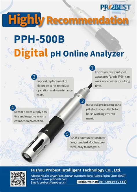 Probest Ph Water Sensor Pph 500b Rs485 Digital Ph Water