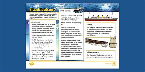 Titanics Sister Ships Fact File Teacher Made Twinkl