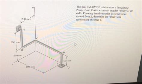 Solved The Bent Rod Abcde Rotates About A Line Joining