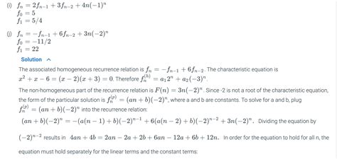 Solved Solve The Recurrence Relation Please Do Part I And Chegg