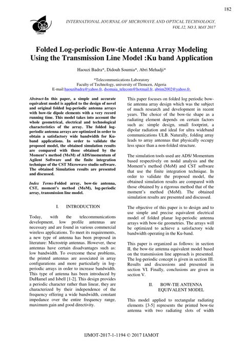 Pdf Folded Log Periodic Bow Tie Antenna Array Modeling Using The