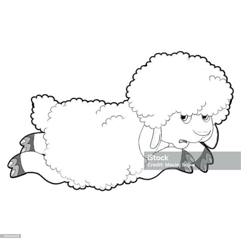 아이들을 위한 웃기는 농장 양 웃는 그림으로 만화 장면을 스케치한다 가축에 대한 스톡 벡터 아트 및 기타 이미지 가축