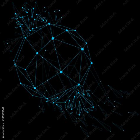 Vector Wireframe Luminescent Shine Object With Blue Connected Dots Stock Vector Adobe Stock