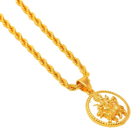 Fourthline Locket And Chain Rope And Rassi Gold Plated Ganesh Ji Hanuman