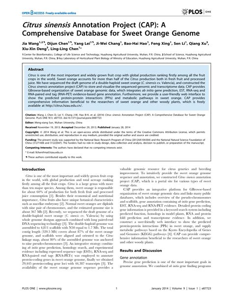 Pdf Citrus Sinensis Annotation Project Cap A Comprehensive