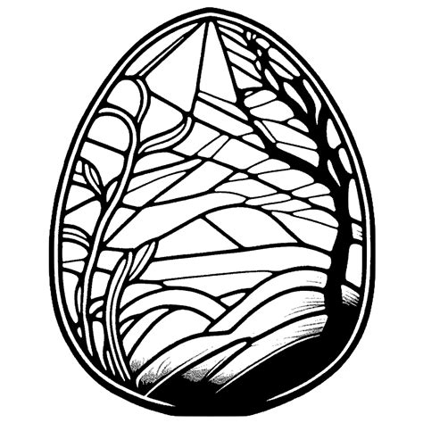Stained Glass Easter Egg Coloring Page · Creative Fabrica
