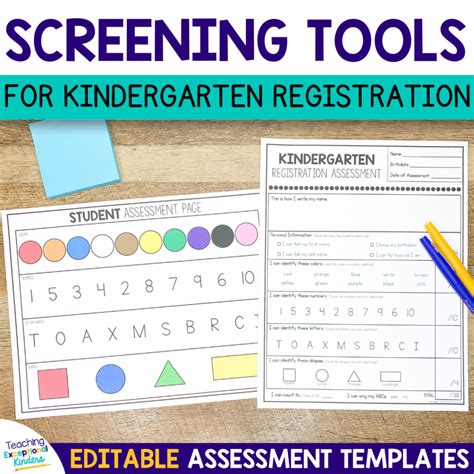 Editable Assessment Screening Tools For Kindergarten Readiness Skills
