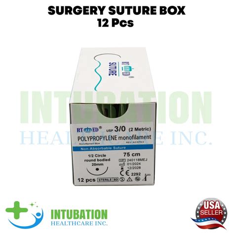 30 Surgical Suture Polypropylene Monofilament Thread Sterile Sutures