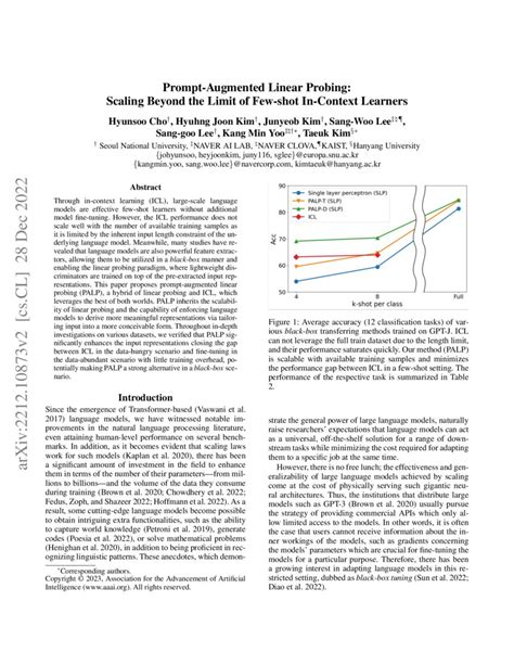 prompt augmented linear probing scaling beyond the limit of few shot