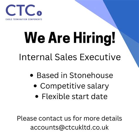 We Are Hiring Contact Us For More Details 📧📞 Cable Termination Components Limited