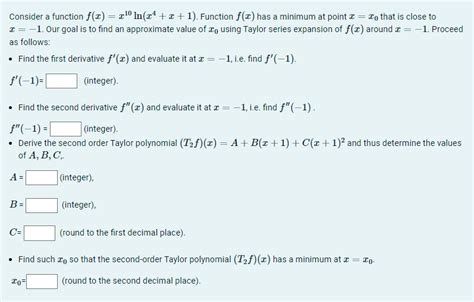 solved consider a function f x x10ln x4 x 1 function f x
