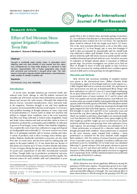 Pdf Vegetos An International Journal Of Plant Research