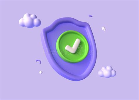 3d Green Checkmark Shield Icon In Cartoon Style The Concept Of Security Or Reliable Protection