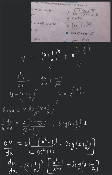 functions given in exercises 1 to 11 w r t s2x⋅cos3x x−3 x−4 x−5