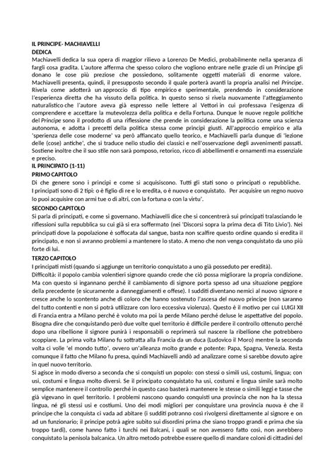 Riassunto Il Principe Di Machiavelli Docsity