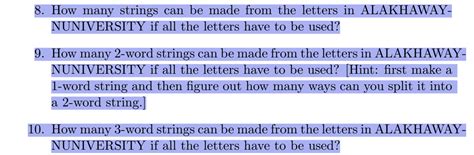 Solved How Many Strings Can Be Made From The Letters In Chegg