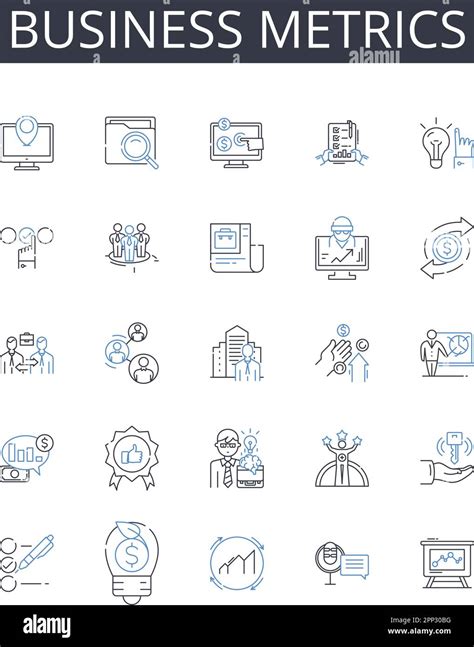 Business Metrics Line Icons Collection Financial Indicators