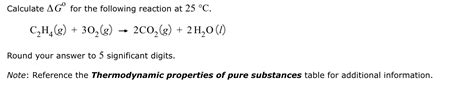 Calculate ΔG for the following reaction at C Chegg