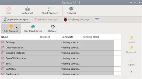 Settings Openplotter 4xx