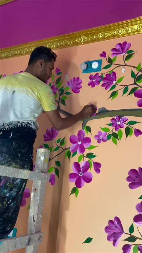 벽지에 분홍색 꽃들 그리기 다음 루프