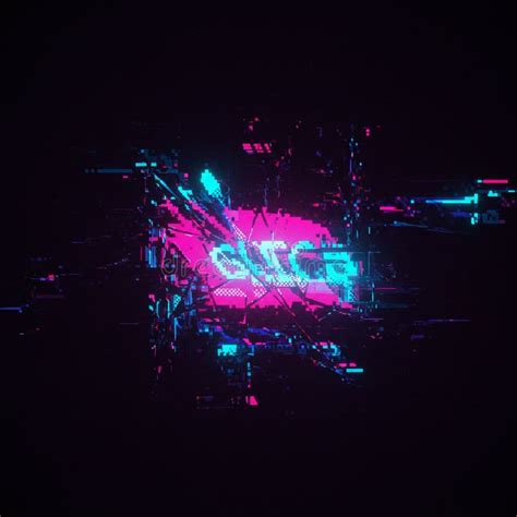 Digital Artwork Featuring A Central Neon Pink Area With The Word Glitch Surrounded Stock