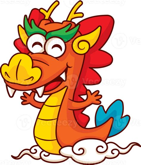 desenho animado fofa chinês Dragão equitação em oriental nuvens ano do