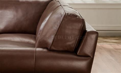 Cocoa Brown Top Grain Italian Leather Traditional Sectional Sofa
