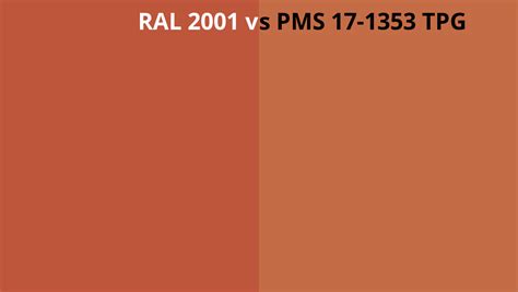 Ral 2001 Vs Pms 17 1353 Tpg Ral Colour Chart Uk