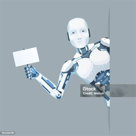 손 안 드 로이드 로봇에 포스터 피 코너 온라인 도움말 기술 과학 소설 미래 판매 3d 디자인 벡터 일러스트 레이 션 0명에 대한 스톡 벡터 아트 및 기타 이미지 Istock