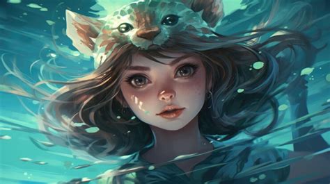 Premium Photo Anime Catgirl With Pointy Ears As A Mermaid Swimming