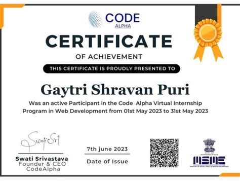 Gaytri Shravan Puri On Linkedin Internship Webdevelopment Codealpha